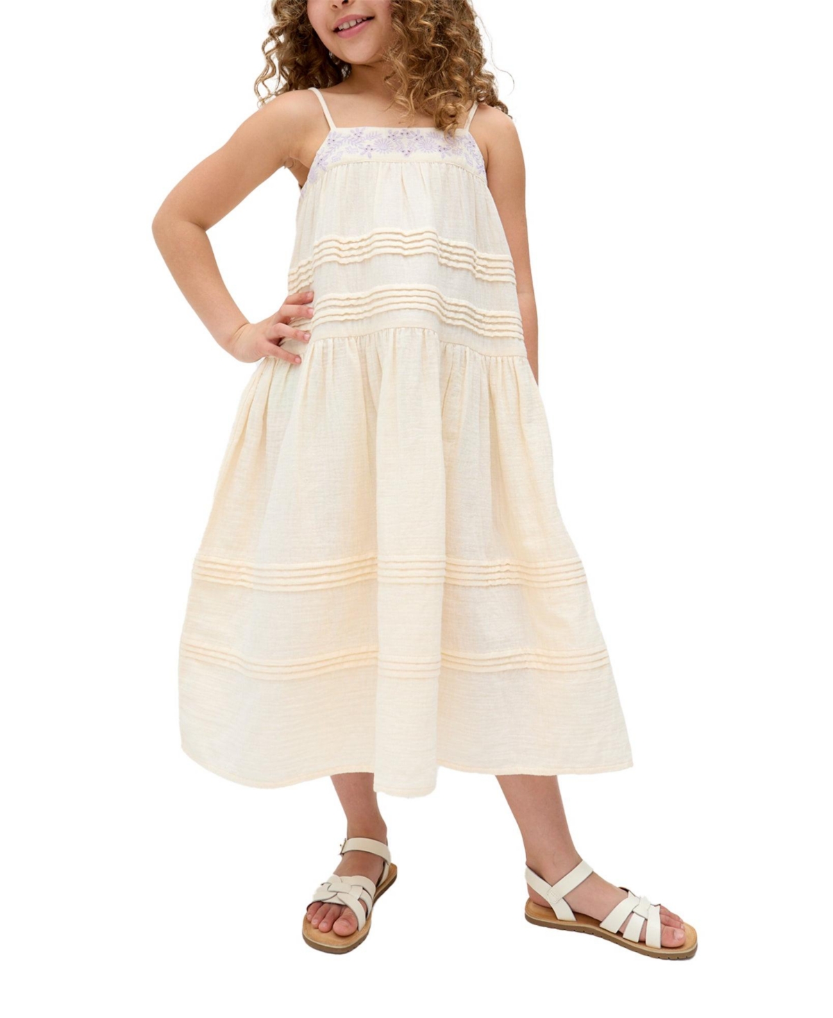Click here for Raffya Kids Swish Pin Tuck Embroidered Dress - Ecr... prices