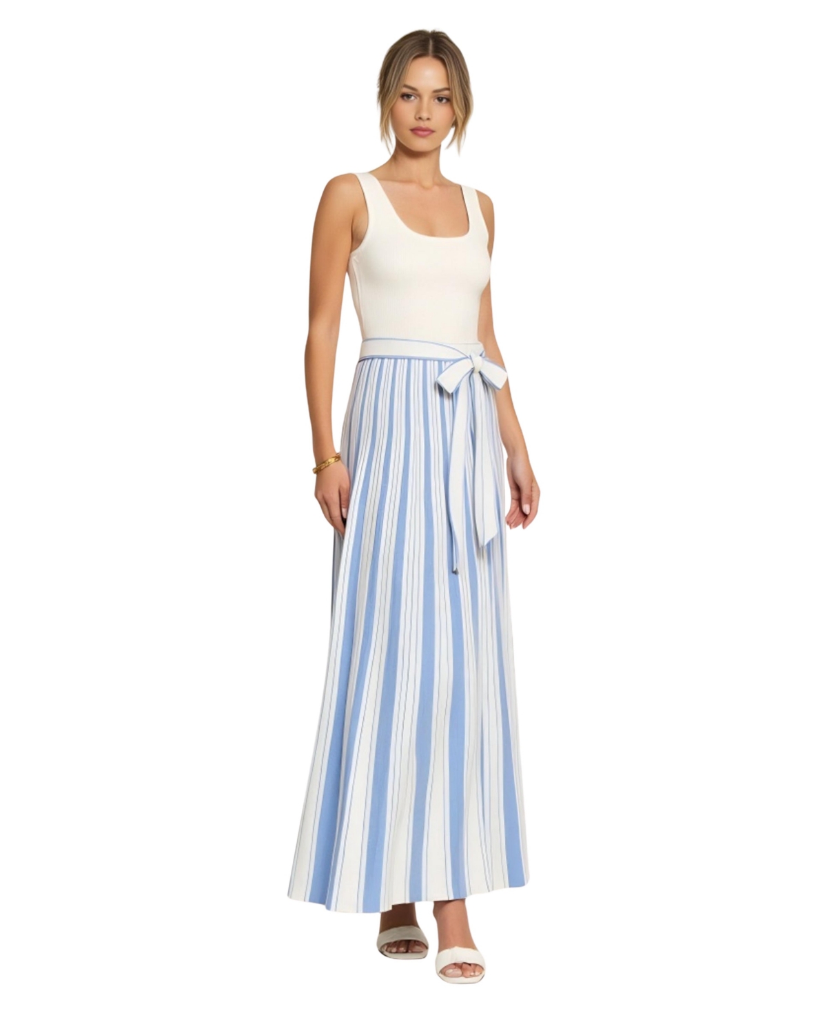 Click here for Modenaire Womens Sleeveless Striped Scoop-Neck Max... prices