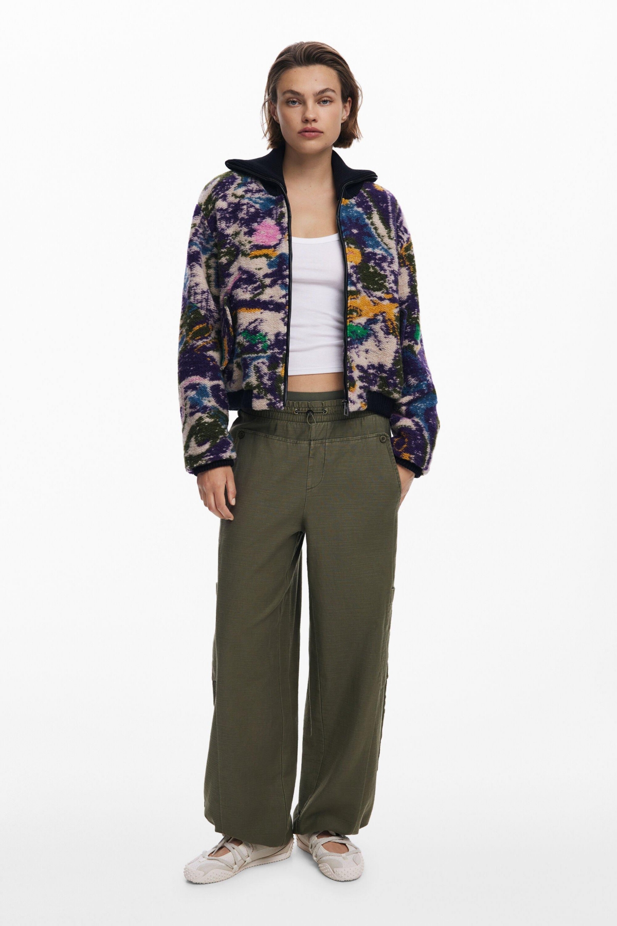 Click here for Desigual Womens Heathered bomber jacket - Black prices