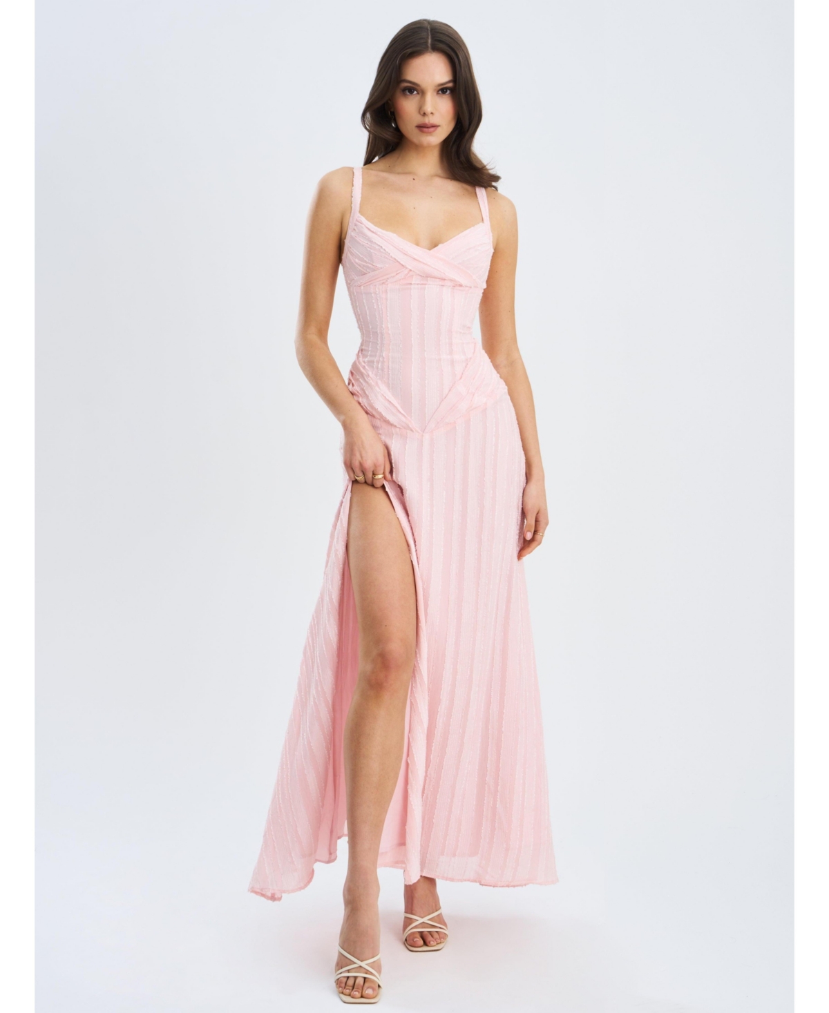 Click here for Miss Circle Womens Mallory Baby Pink Stripe Jacqua... prices
