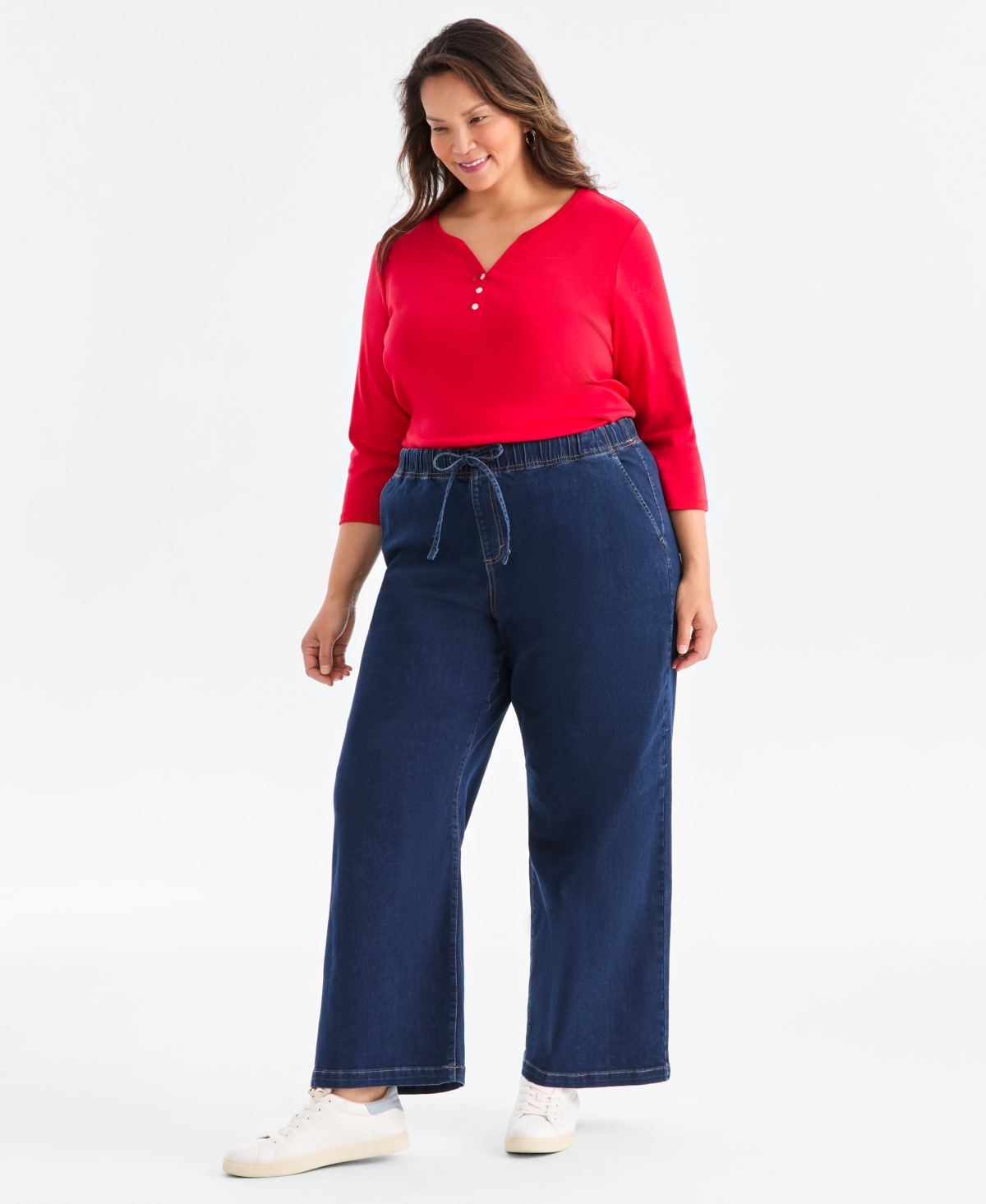 Click here for Style & Co Plus Size High-Rise Pull-On Wide-Leg Je... prices