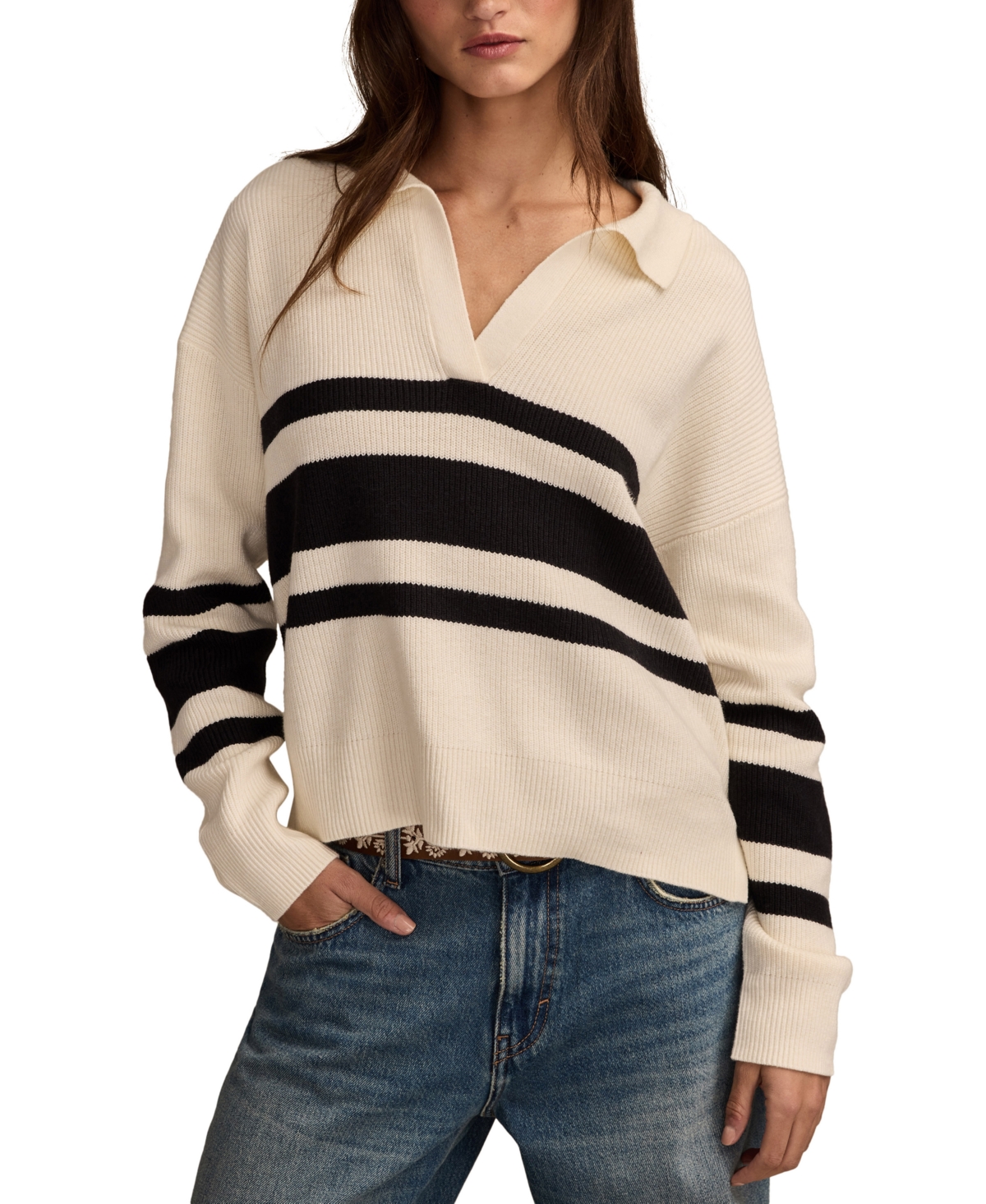 Click here for Lucky Brand Womens Rugby Polo Long-Sleeve Sweater... prices
