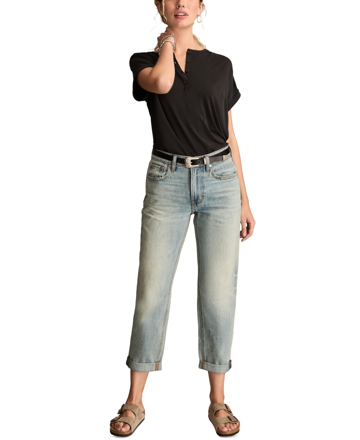 Click here for Lucky Brand Womens Cotton Mid-Rise Tapered Boy Jea... prices