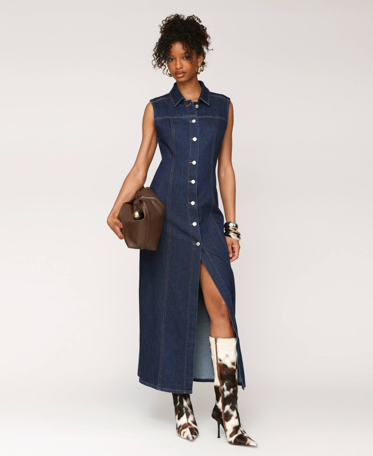 Click here for Avec Les Filles Womens Sleeveless Long Shirtdress... prices