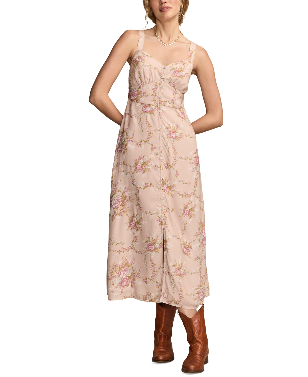 Click here for Lucky Brand Womens Sweetheart-Neck Sleeveless Midi... prices