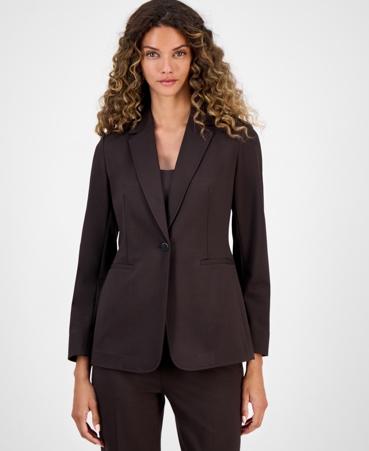 Click here for Bar Iii Womens Notch-Collar Single Button Blazer... prices