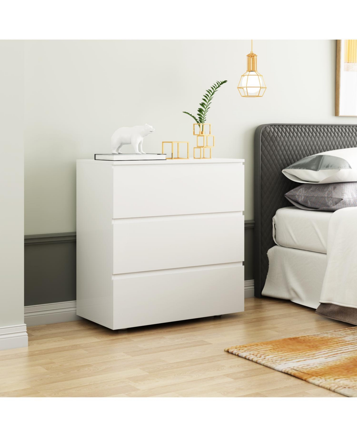 Click here for Bedside table with three drawers  multi-functional... prices