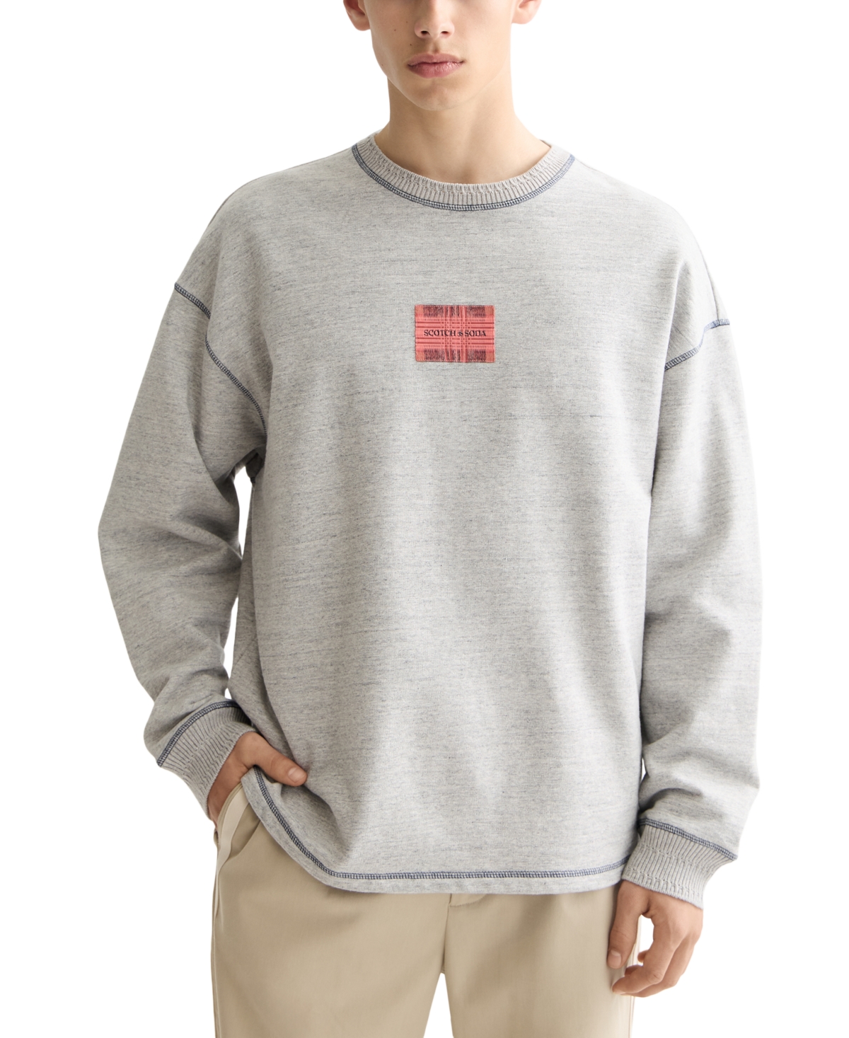 Click here for Scotch & Soda Mens Relaxed Fit Long Sleeve Logo Sw... prices