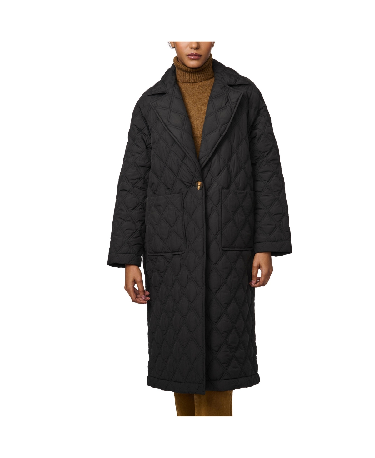Click here for Bernardo Womens Quilted Duster Coat - Black prices