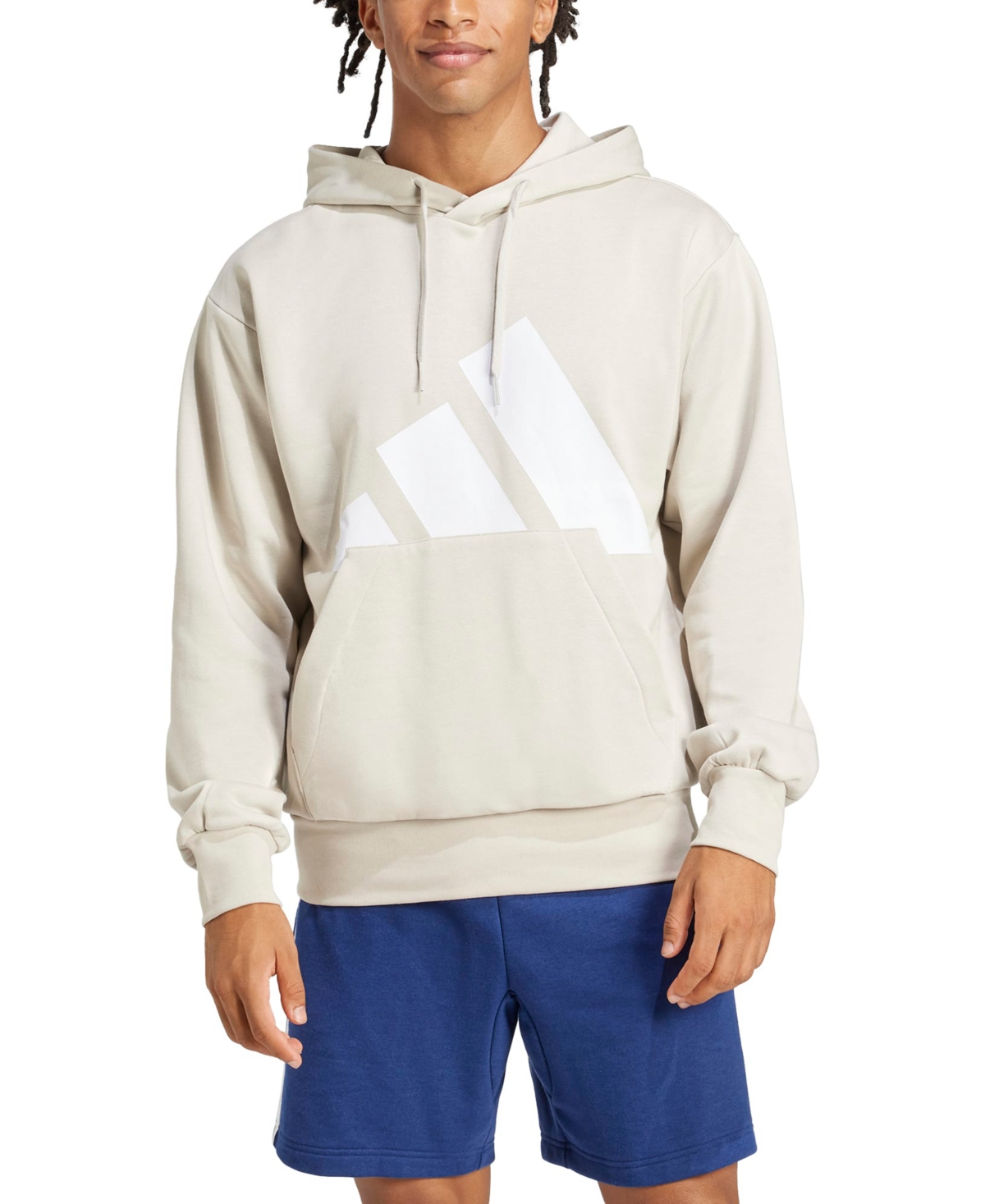 adidas Mens Essentials Big Logo Fleece Hoodie - Alumina/White