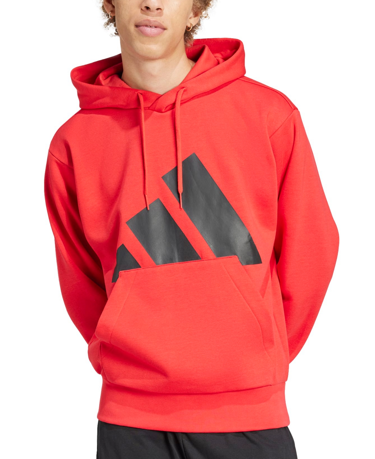 adidas Mens Essentials Big Logo Fleece Hoodie - Ruby/Black