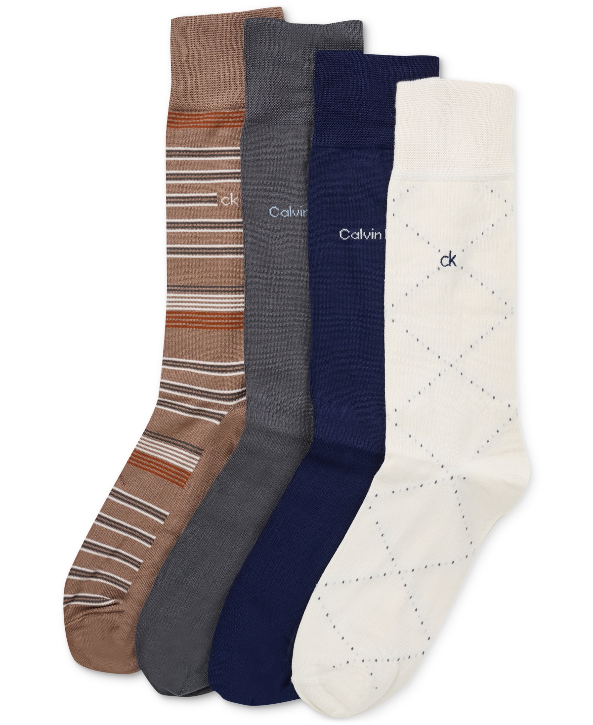 Click here for Calvin Klein Mens 4-Pack Crew Dress Socks - Blue/B... prices
