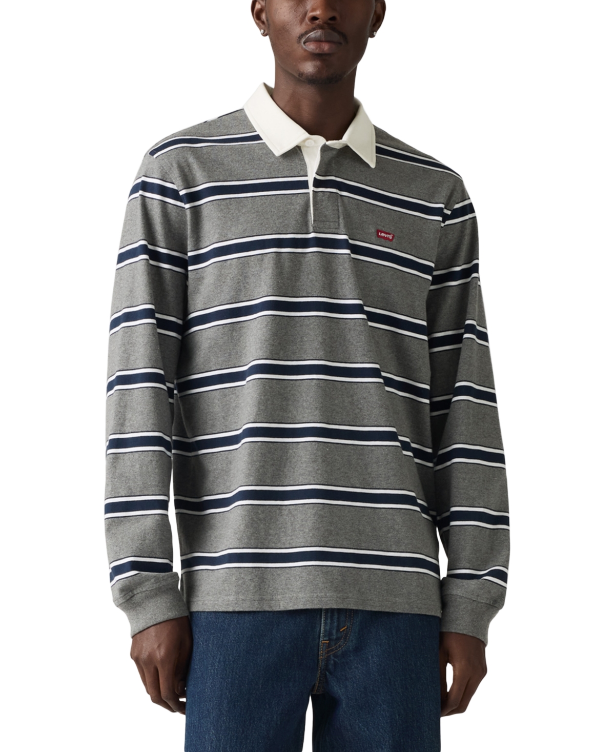 Click here for Levis Mens Relaxed-Fit Long Sleeve Striped Rugby S... prices