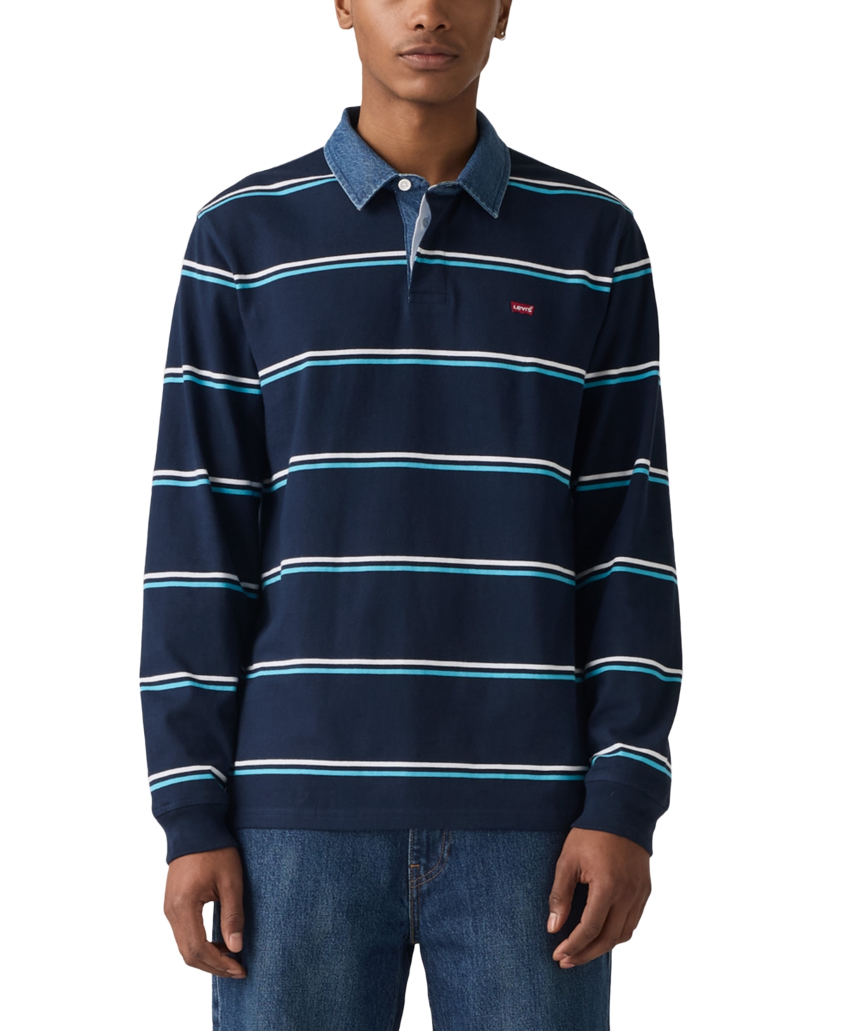 Click here for Levis Mens Relaxed-Fit Long Sleeve Striped Rugby S... prices
