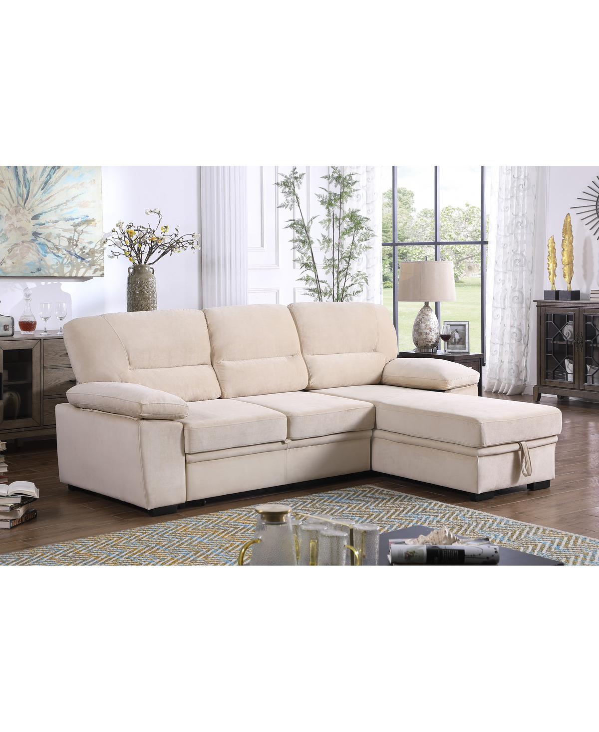 Click here for Homlux 97.5W Beige Velvet Fabric Reversible Sleepe... prices