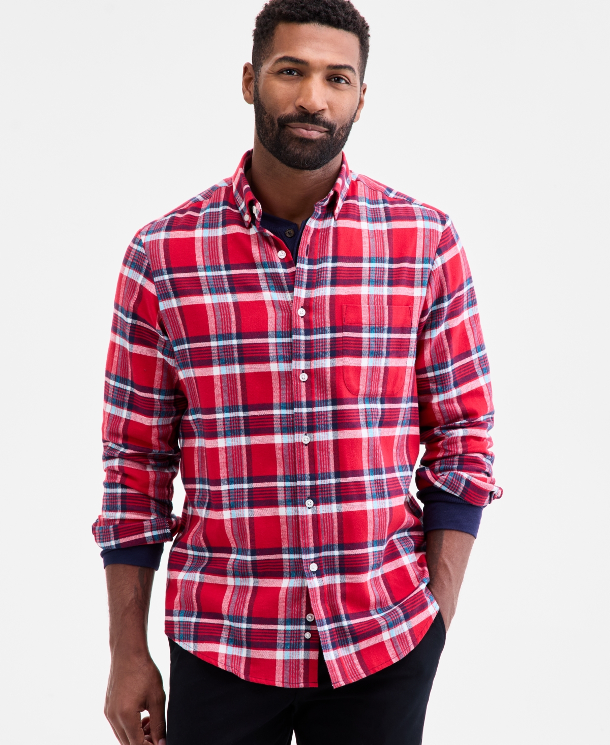 Click here for Club Room Mens Plaid Button-Down Flannel Shirt  Ma... prices