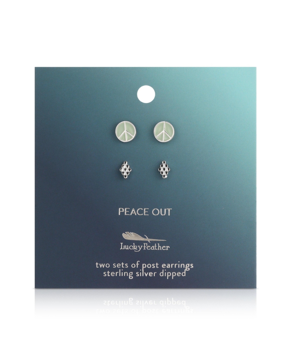 Click here for Lucky Feather Earring Set - 2 pr - Peace/diamond (... prices