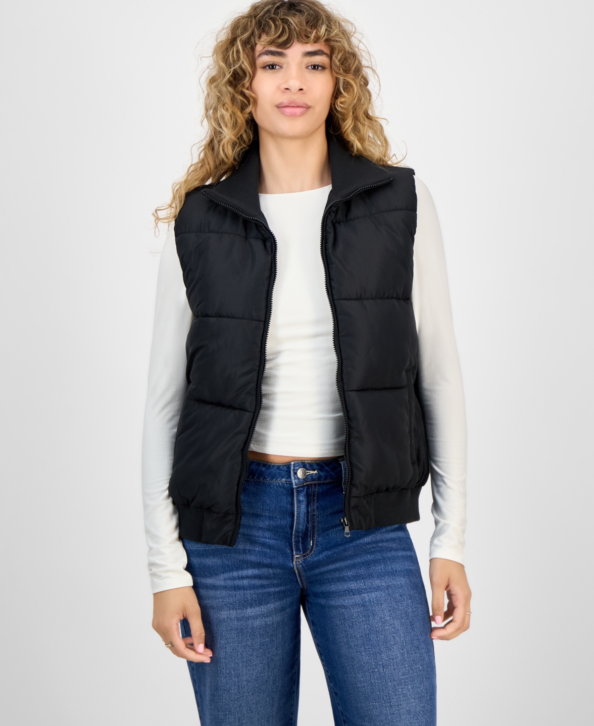 Click here for Madden Girl Womens Ribbed-Trim Puffer Vest - Black prices