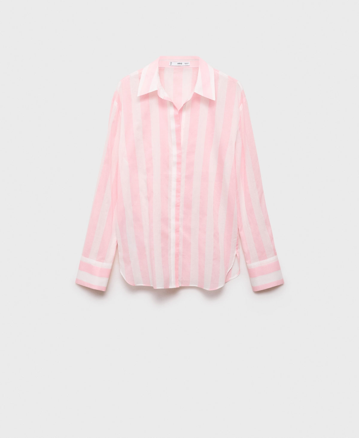 Click here for Mango Womens Striped Cotton Shirt - Pastel Pink prices