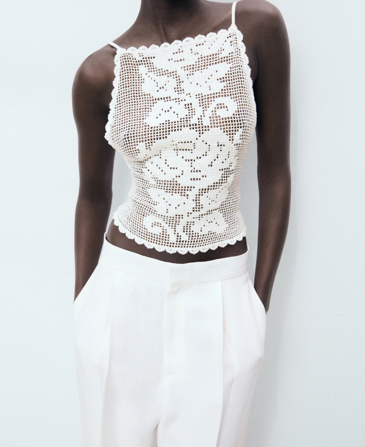 Click here for Mango Womens Open Back Crochet Top - Off White prices