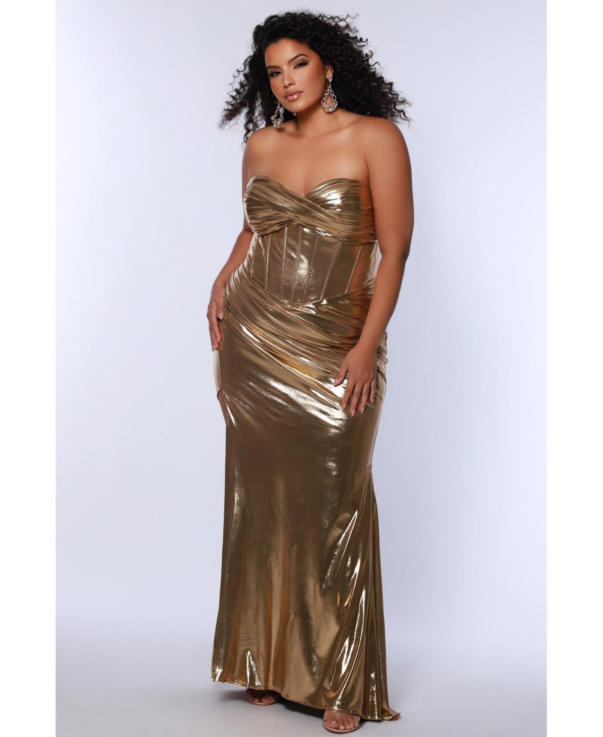 Click here for Sydneys Closet Womens Strapless Metallic Sweethear... prices