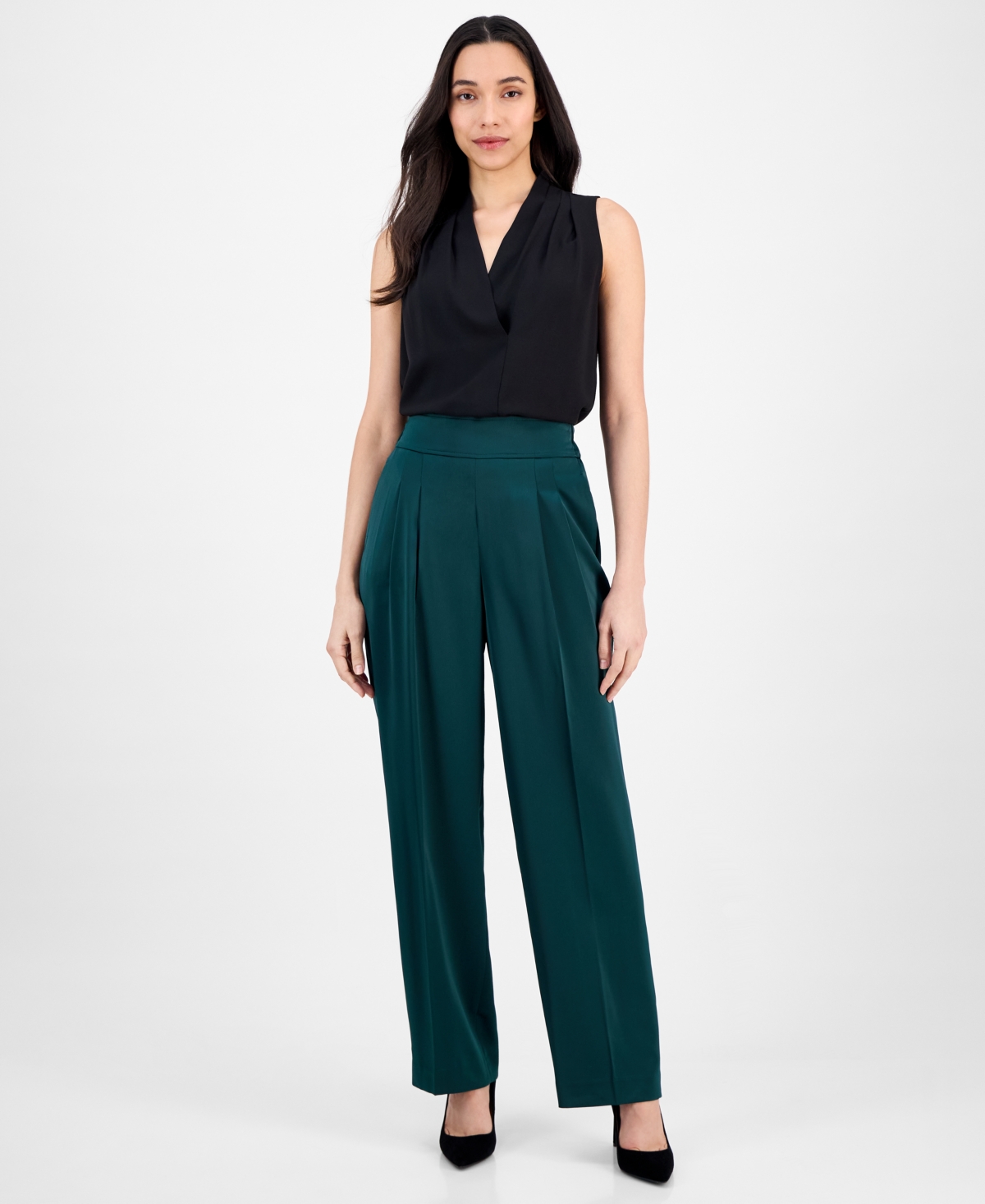 Click here for Anne Klein Womens Pull-On High-Rise Pleat-Front Pa... prices