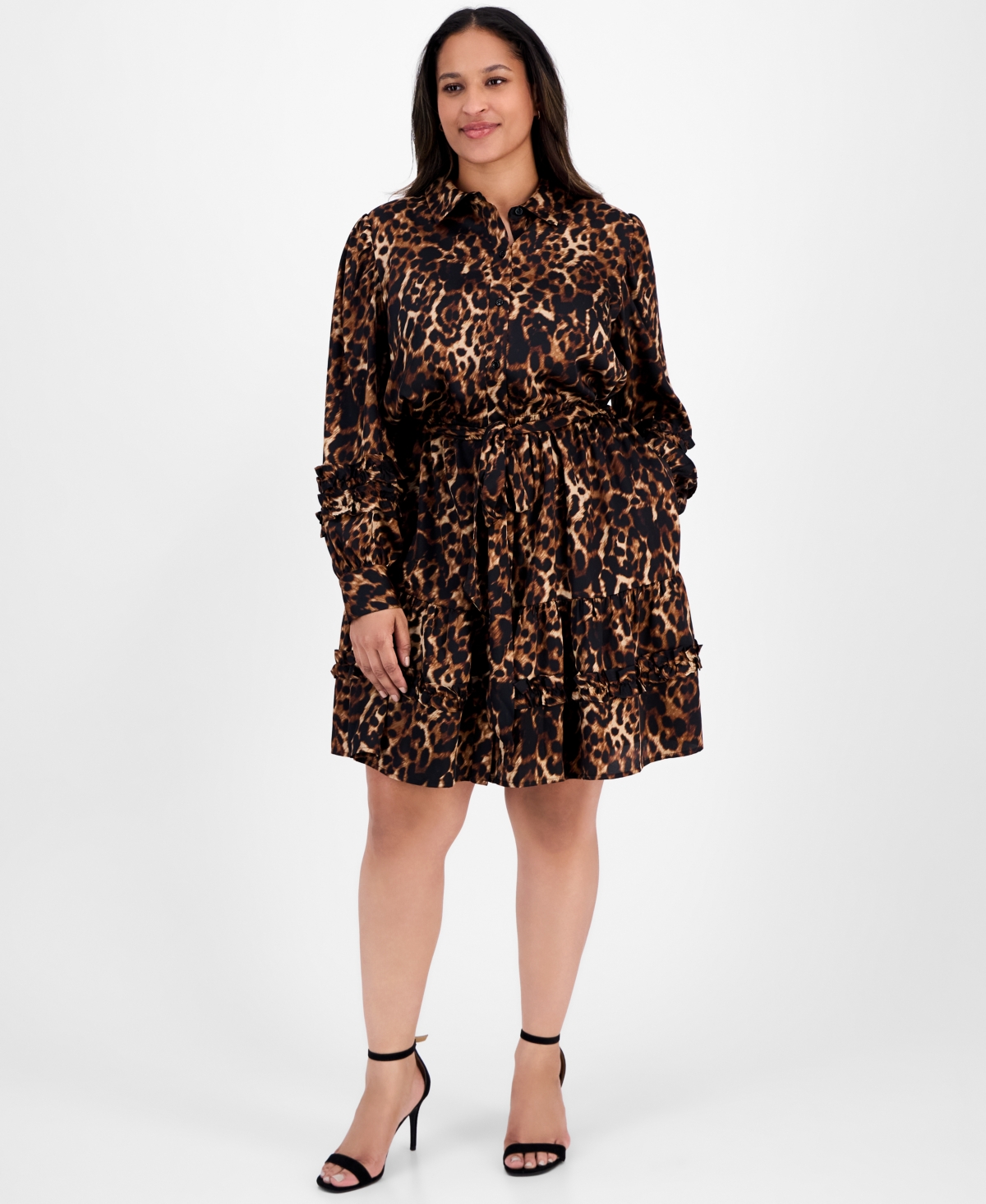 Click here for Anne Klein Plus Size Printed Button-Front Tie-Wais... prices