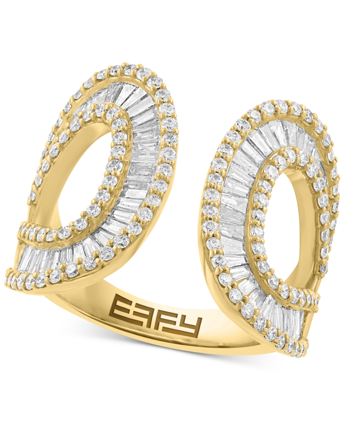 Click here for Effy Diamond Round & Baguette Looped Cuff Ring (1-... prices