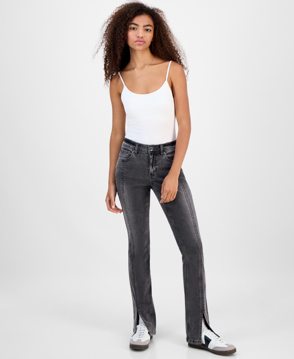 Click here for Dollhouse Juniors Mid-Rise Seamed Slit-Cuff Bootcu... prices