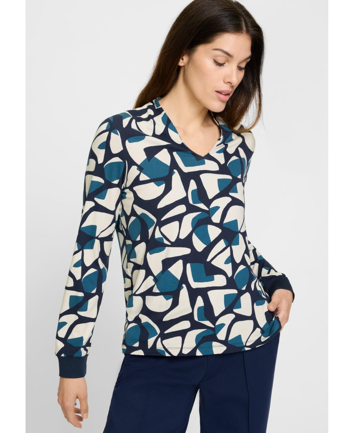 Click here for Olsen Womens Modern Graphic T-Shirt - Ink blue prices