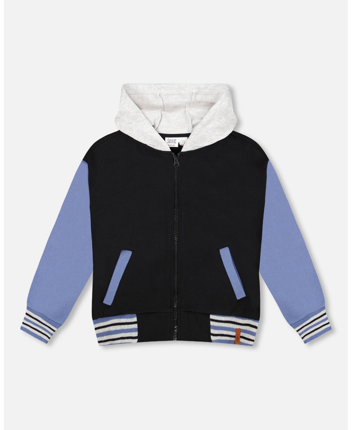 Click here for Deux par Deux Boy Full Zip Hooded Fleece Jacket Bl... prices