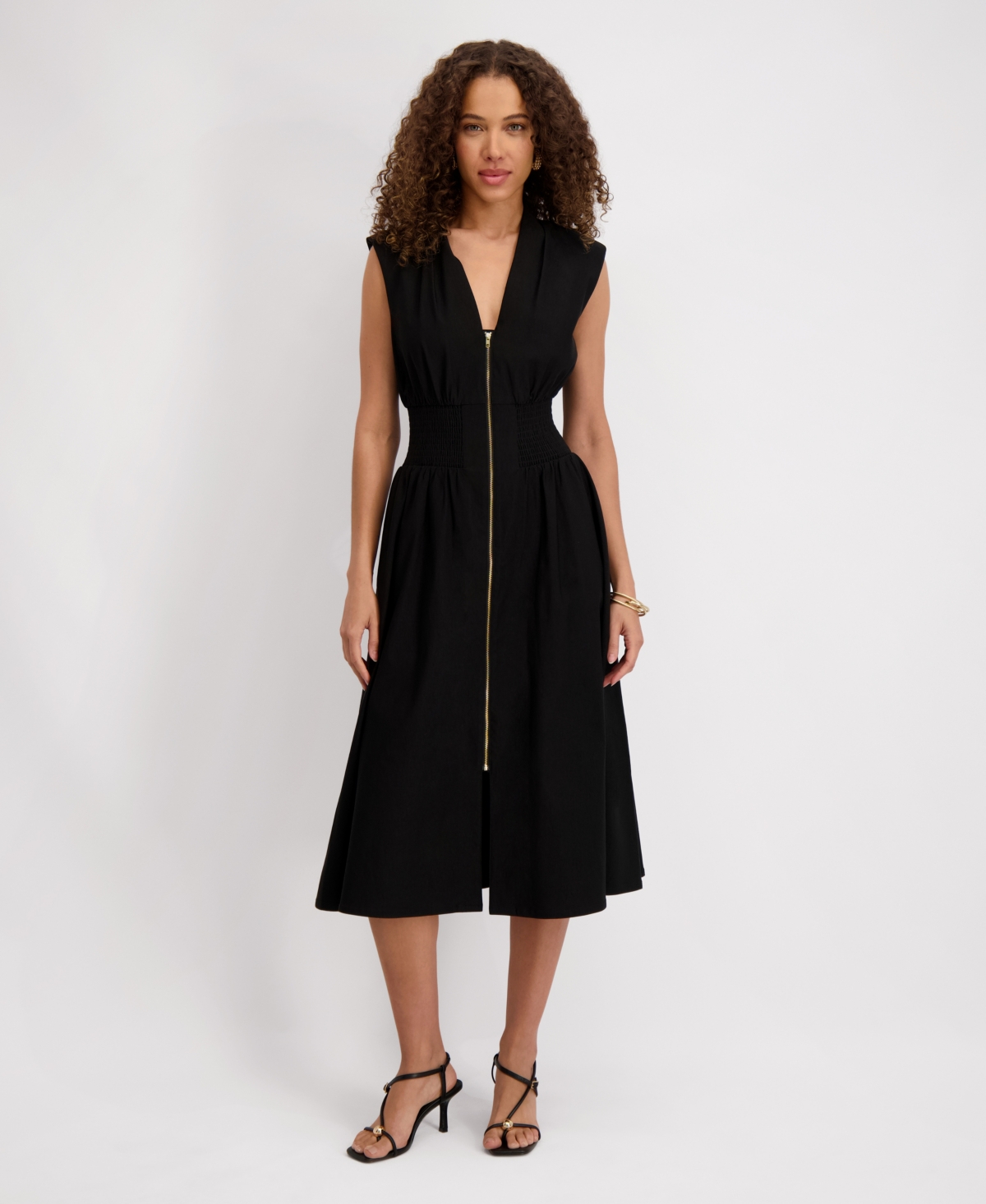 Click here for kensie Womens Sleeveless V-Neck Zip-Front Maxi Dre... prices