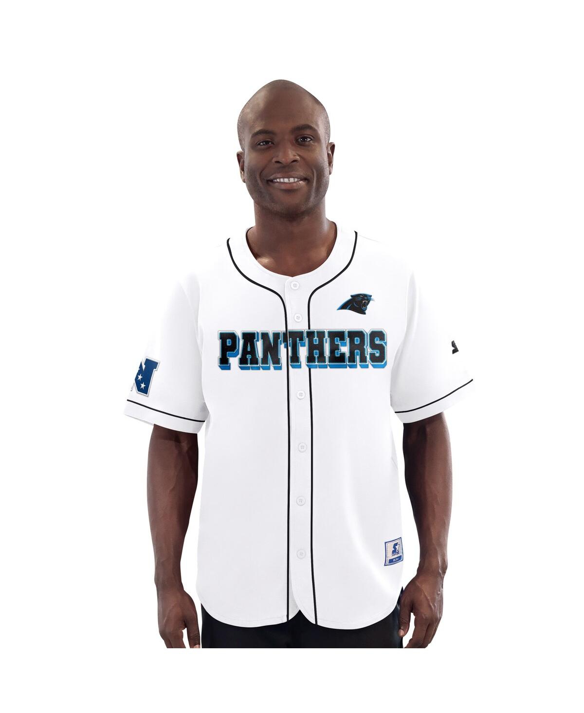 Click here for Starter Mens White Carolina Panthers Relay Full-Bu... prices