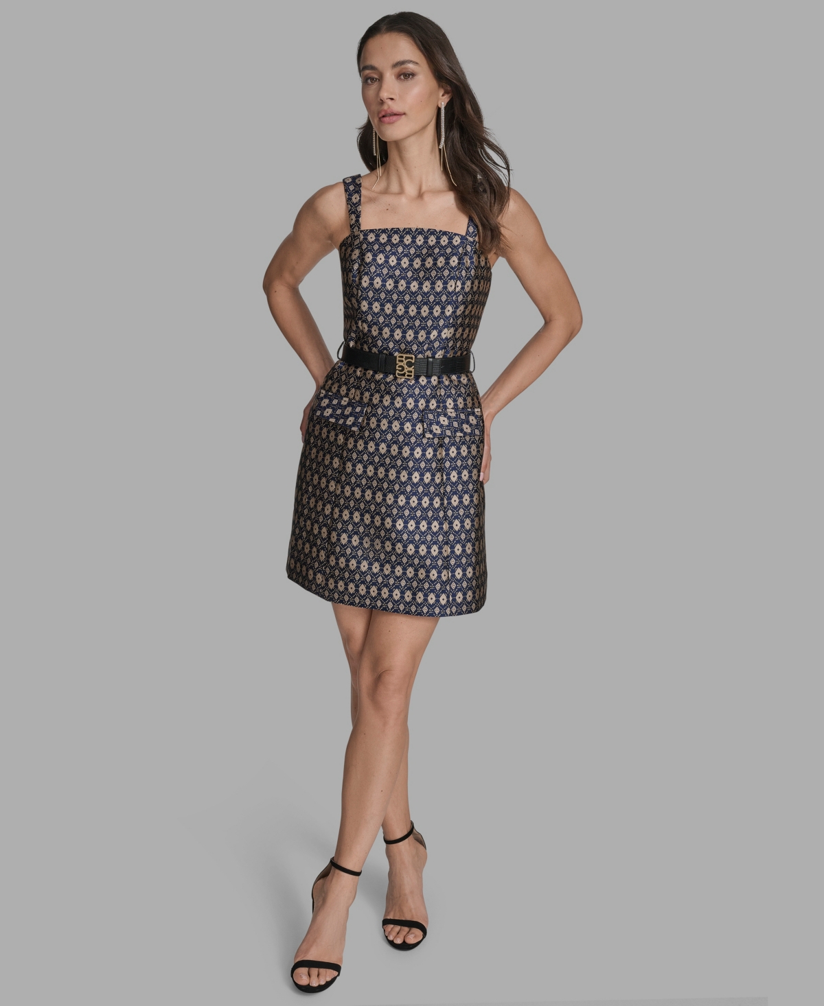 Click here for Bcbg Womens Belted Metallic Jacquard A-Line Dress... prices