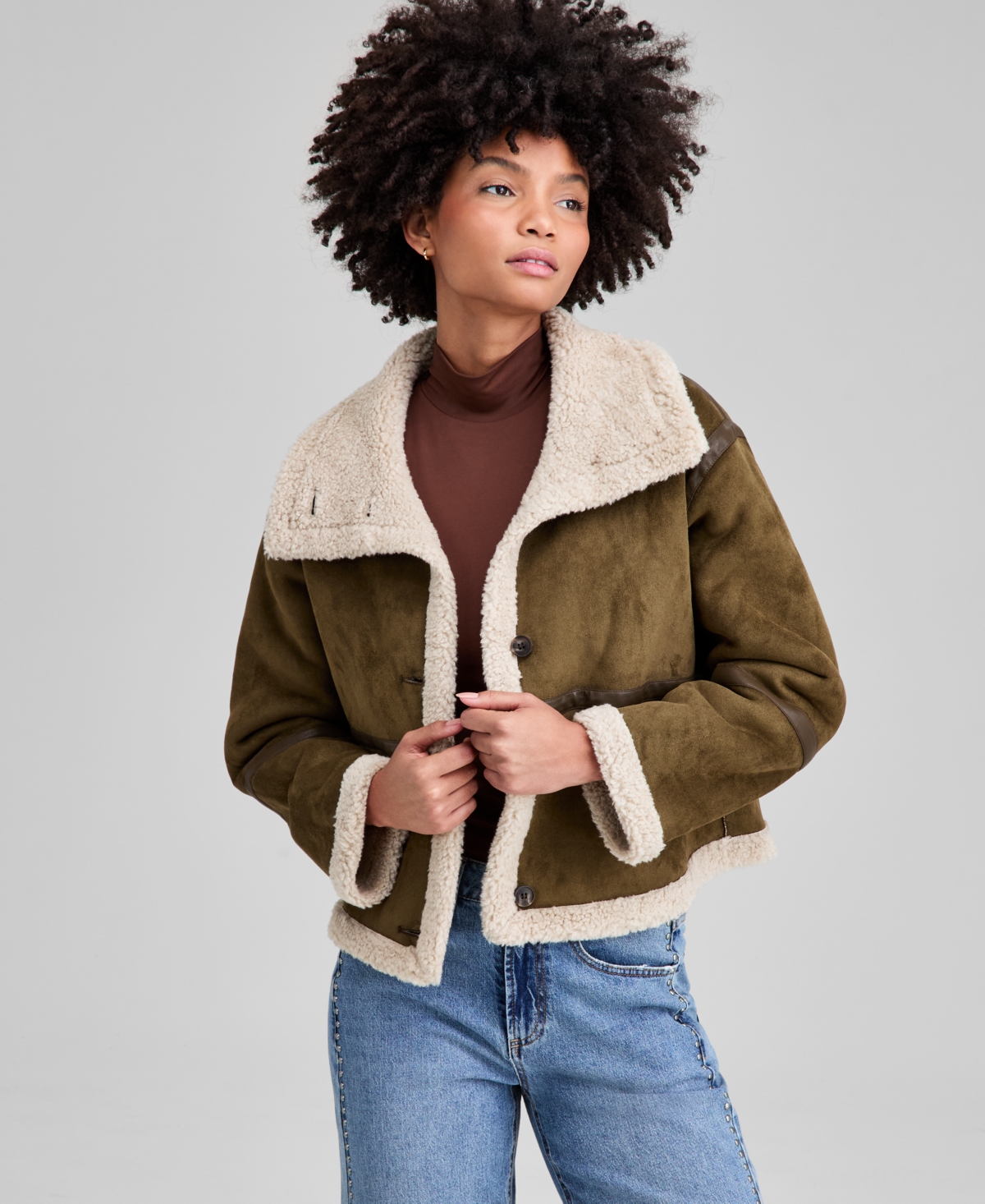 Click here for And Now This Womens Faux-Shearling Jacket  Macys E... prices