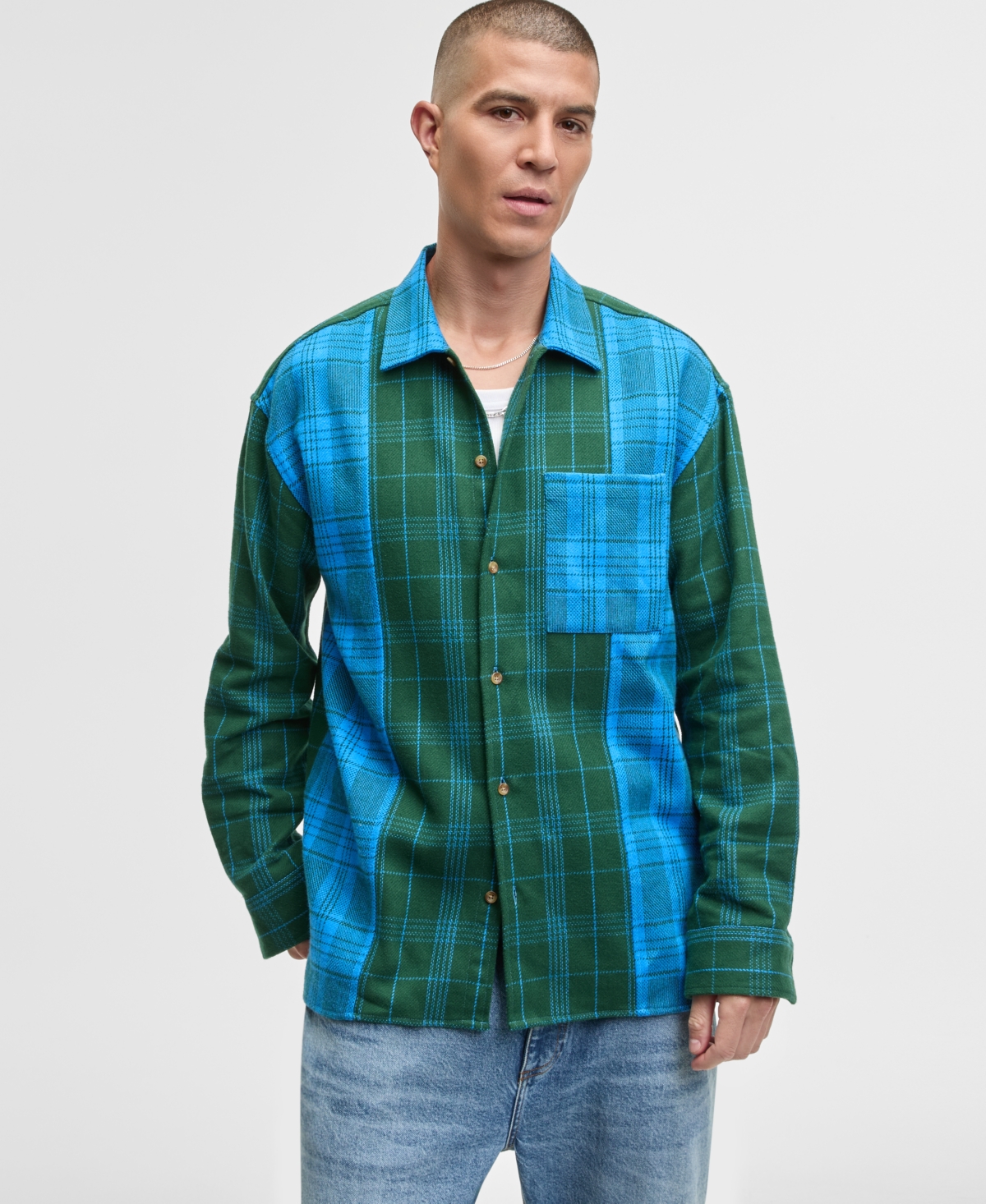 Click here for Mode of One Mens Long-Sleeve Cotton Plaid Shirt  M... prices
