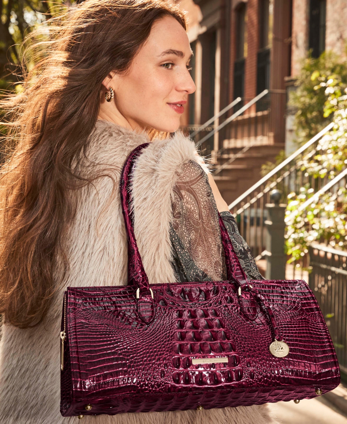 Click here for Brahmin Sophia Large Melbourne Satchel Bag - Cherr... prices