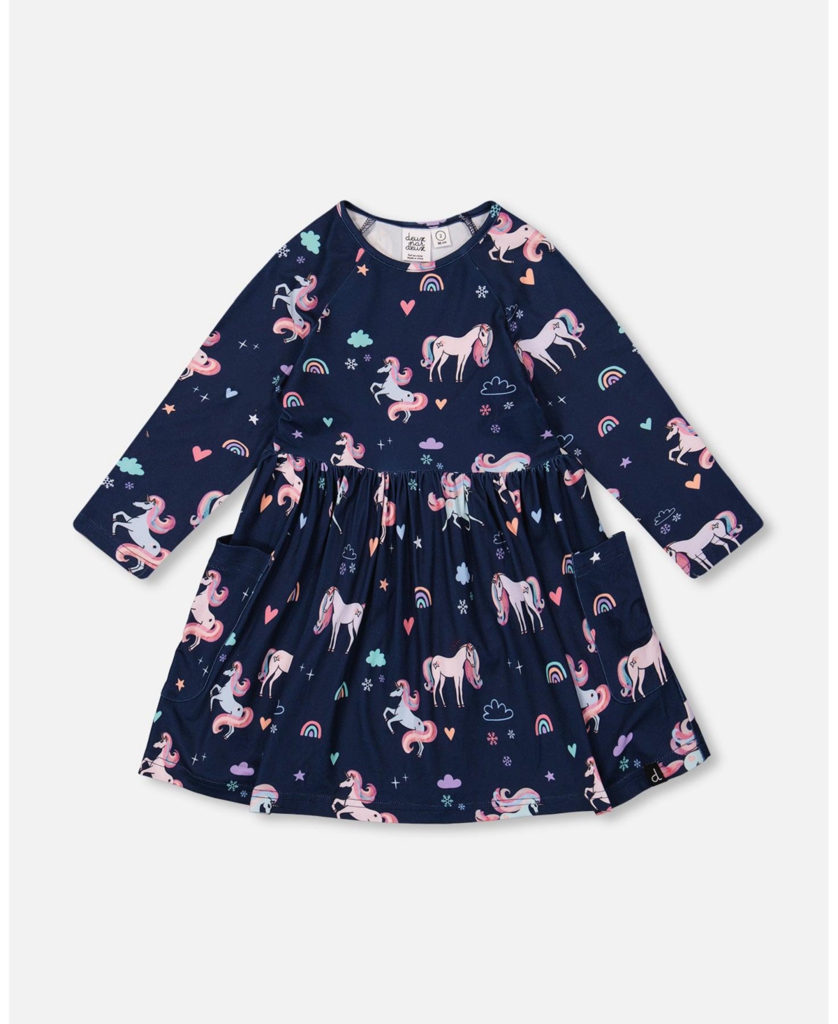 Deux par Deux Girls Jersey Dress with Pockets - Big Kid