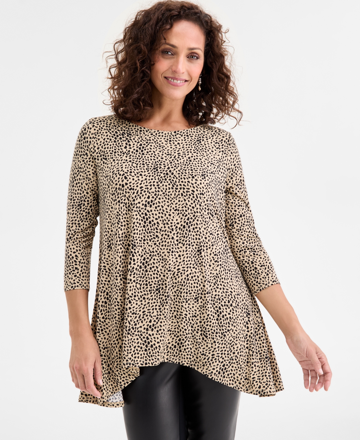 Click here for Jm Collection Womens Printed 3/4-Sleeve Swing Knit... prices