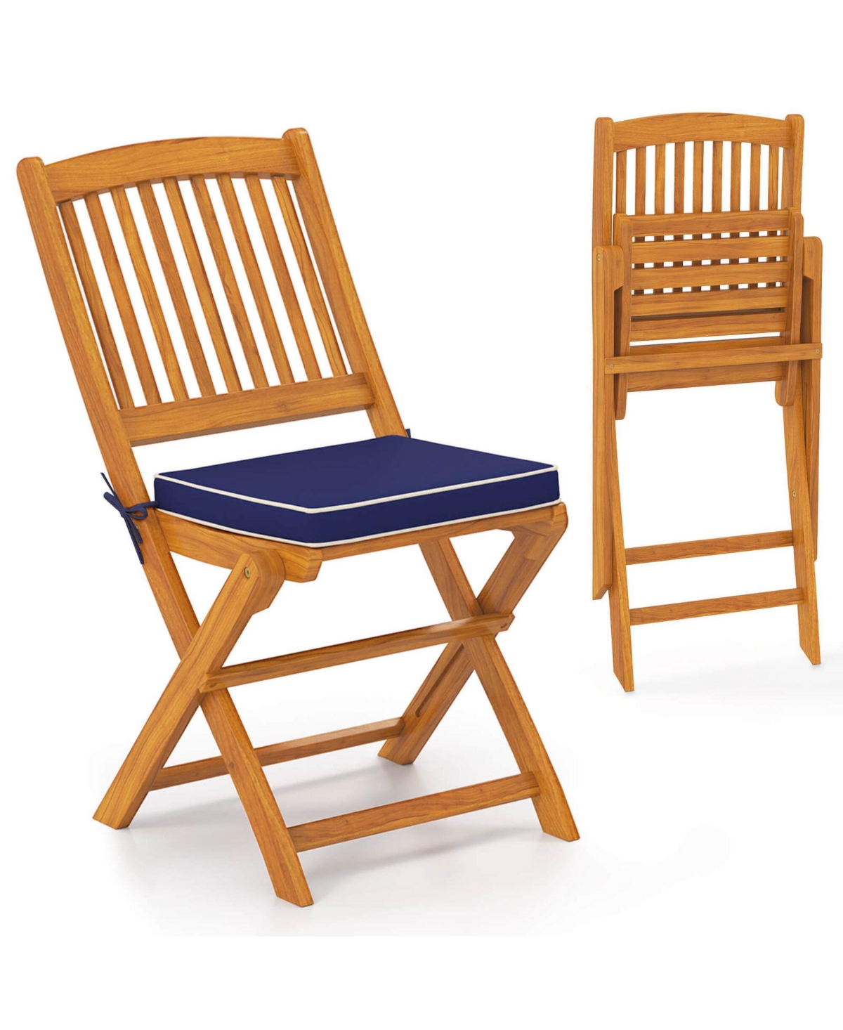 Click here for Outdoor Folding Chairs Set of 2 Acacia Wood High-B... prices