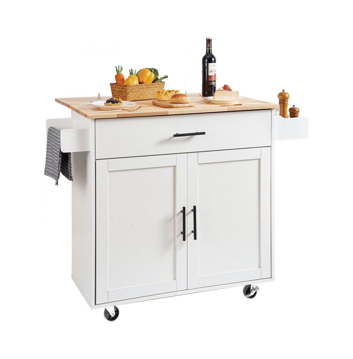 Click here for Slickblue Kitchen Cart with Wood Top  Storage Cabi... prices