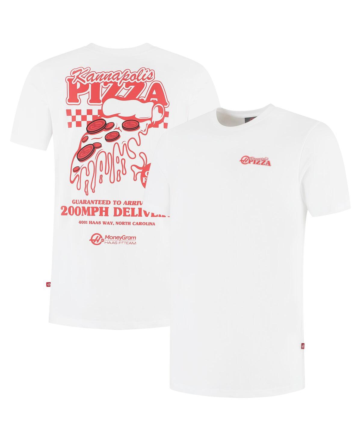 Click here for Haas F1 Mens White Team 2025 Fan Wear Pizza T-Shir... prices