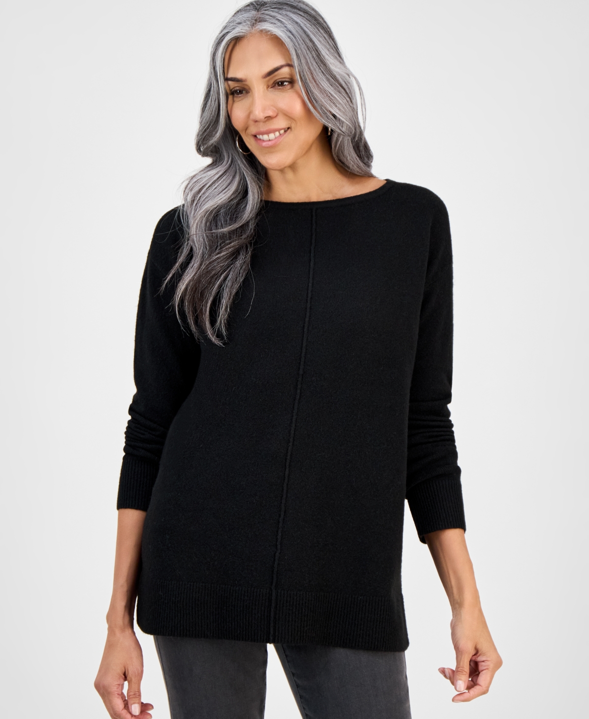 Click here for Style & Co Petite Seam-Front Boat-Neck Sweater  Ma... prices