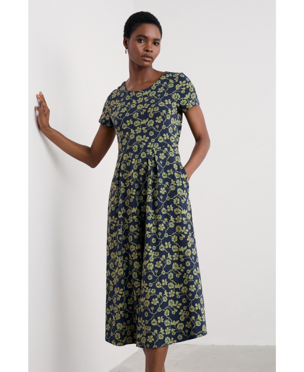 Seasalt Cornwall Womens S/S Veronica Dress - Winding nasturtiums maritime