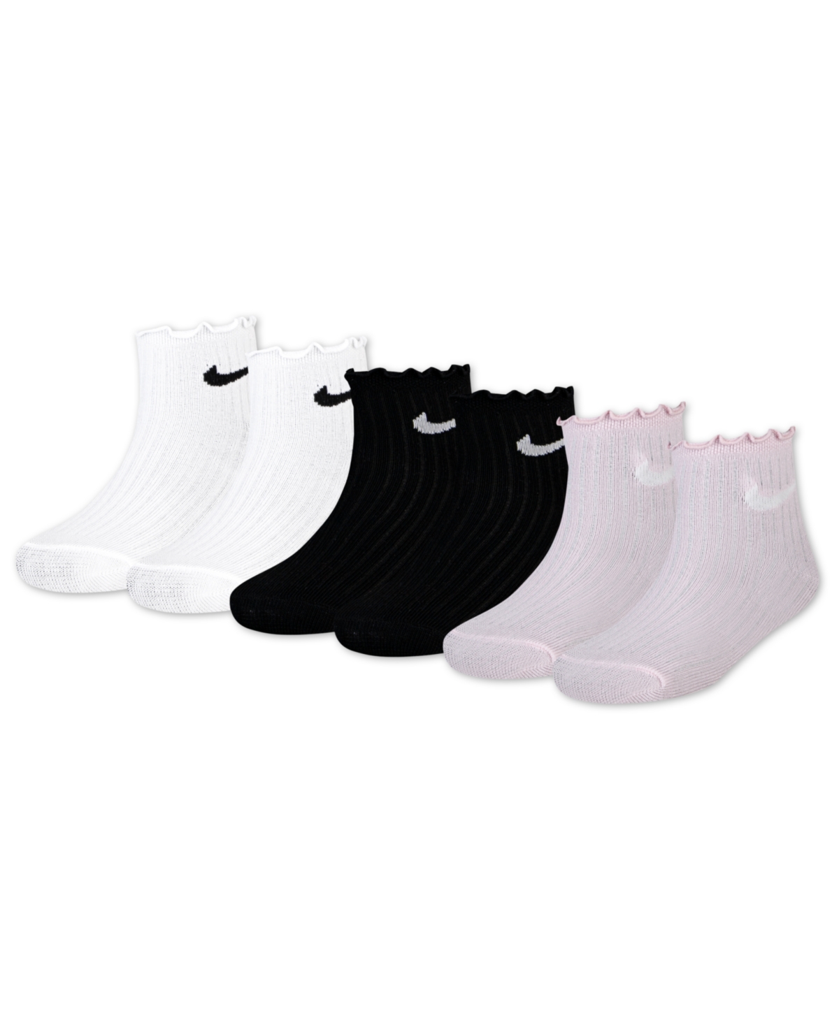 Click here for Nike Little Girls 6-Pack Lettuce Ankle Socks - Whi... prices