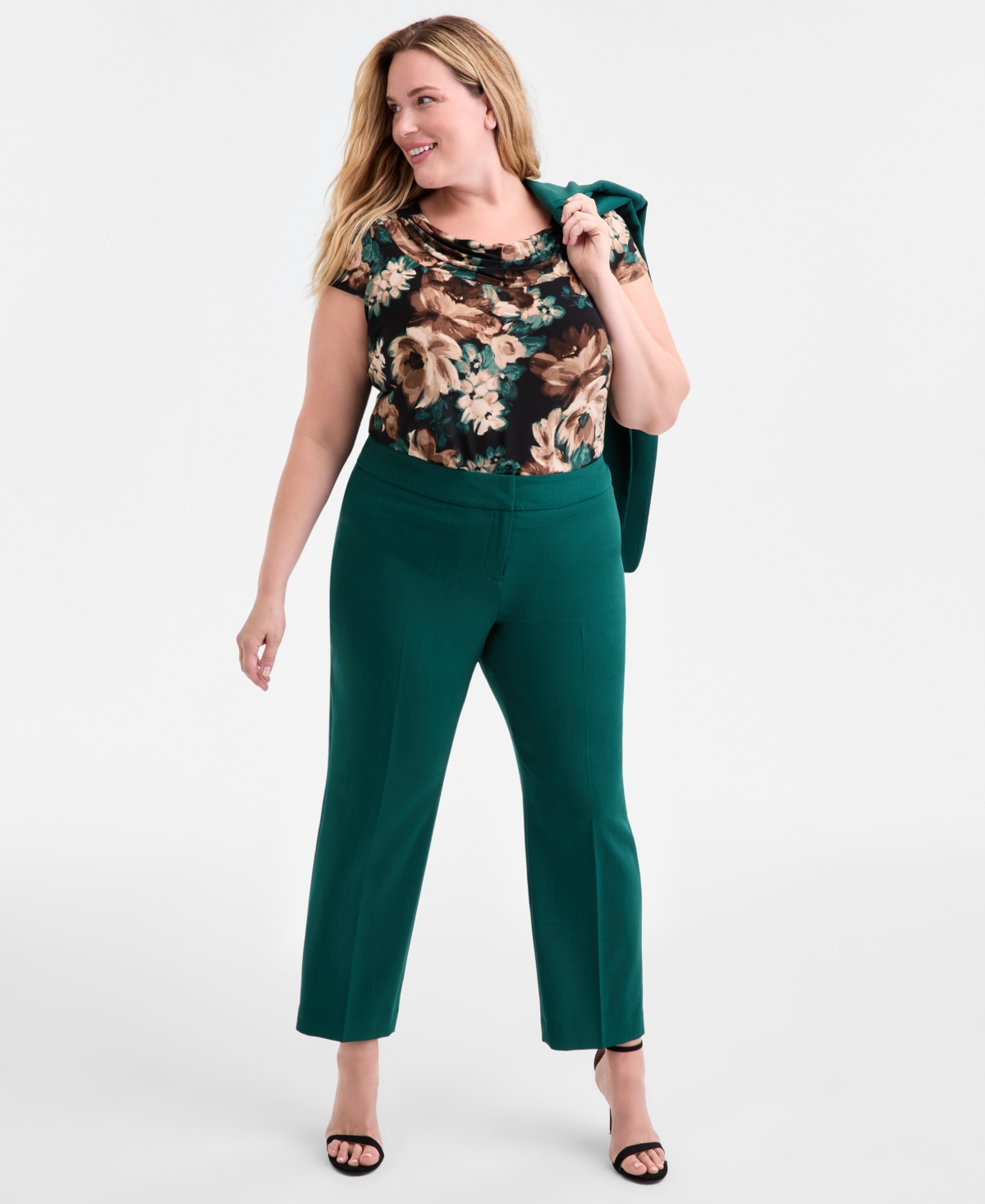Click here for Kasper Plus Size Mid-Rise Straight-Leg Ankle Pants... prices