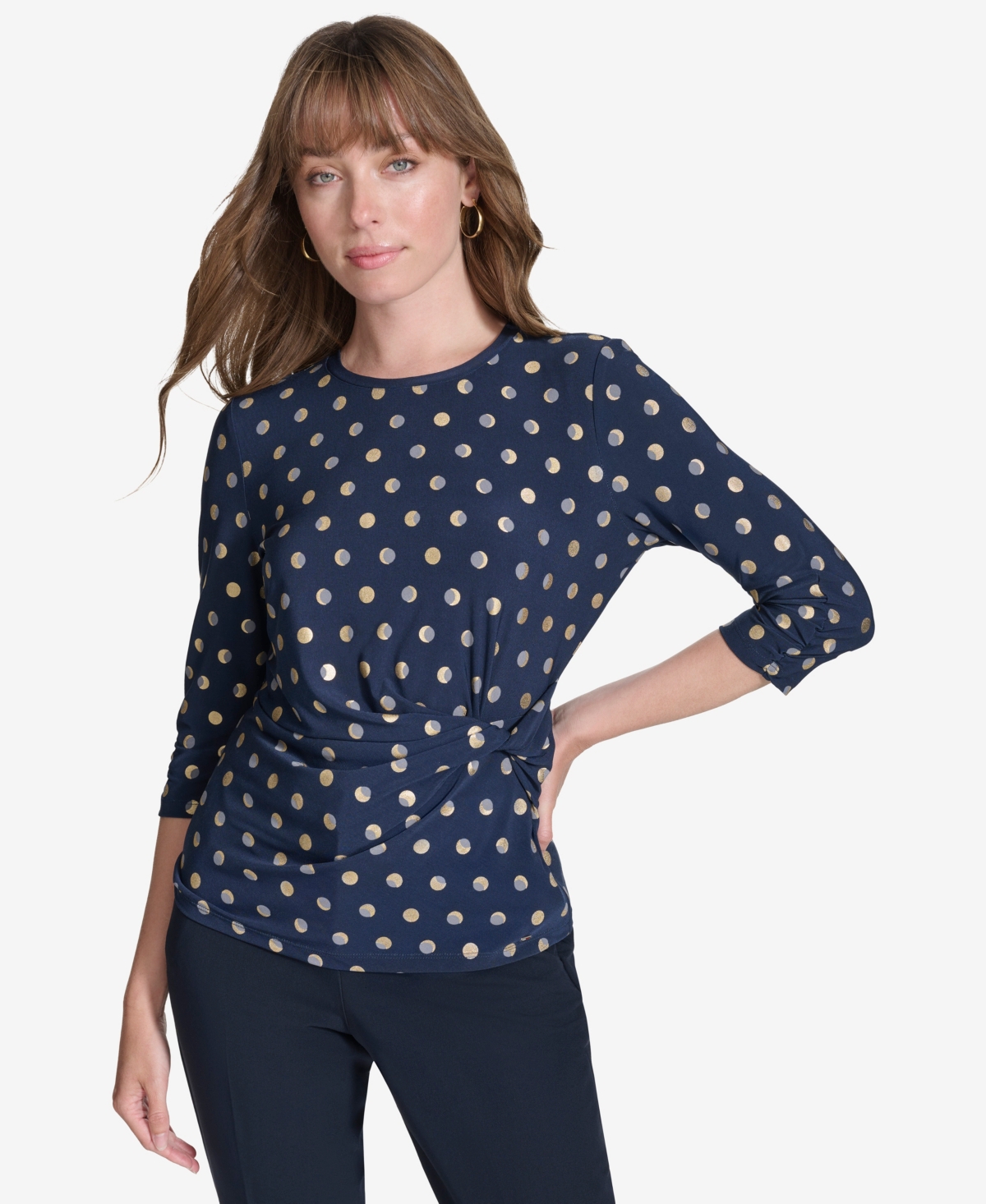 Click here for Tommy Hilfiger Womens Crew Neck Moondance Dot Top... prices