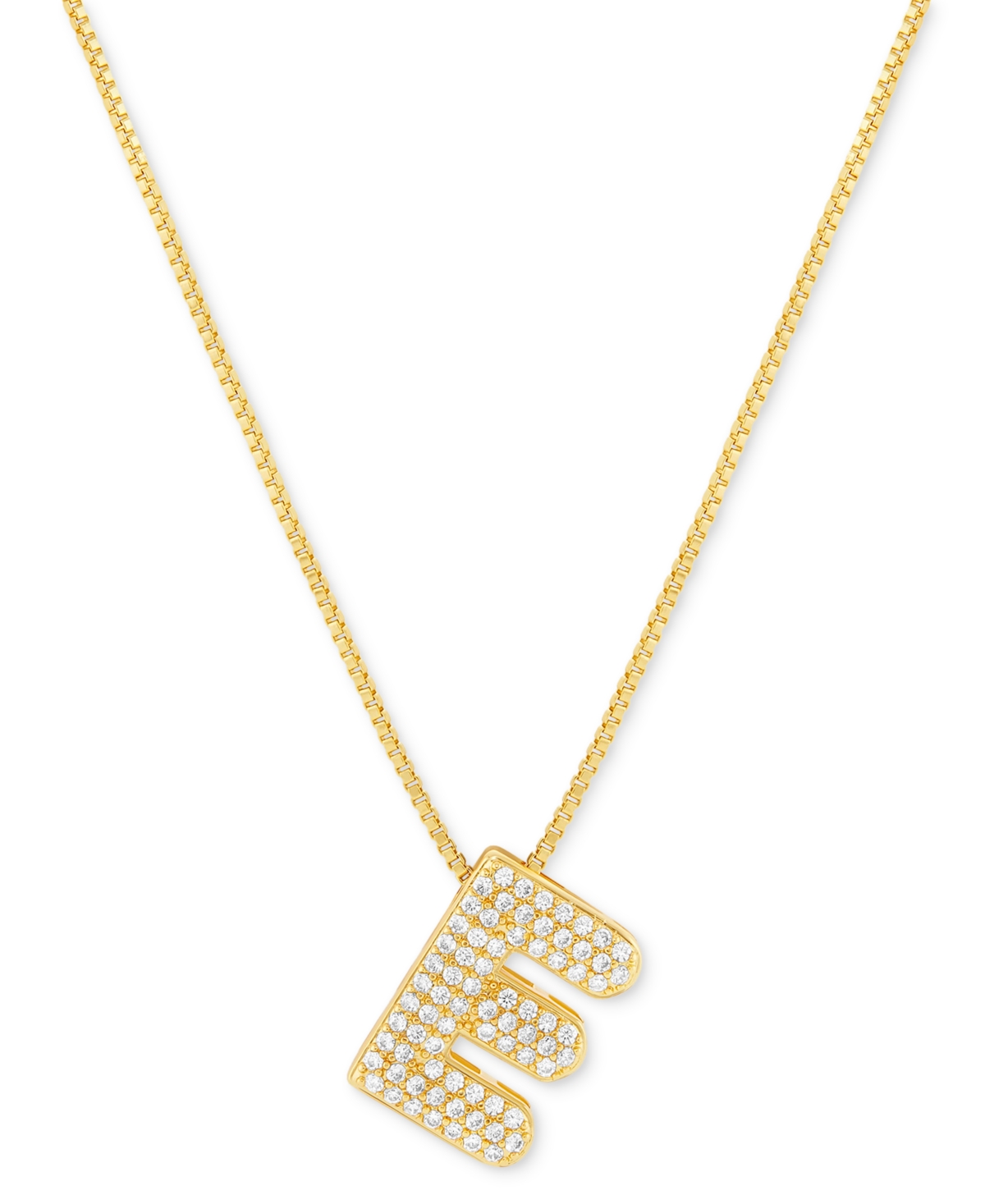 Click here for Cubic Zirconia Bubbly Initial E 18 Pendant Necklac... prices