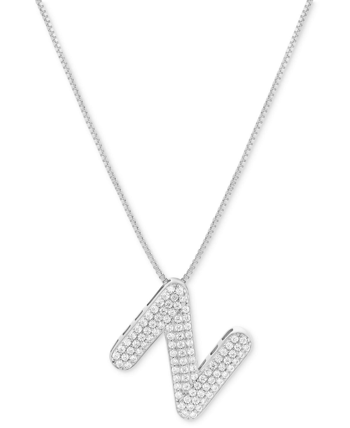 Click here for Cubic Zirconia Bubbly Initial N 18 Pendant Necklac... prices
