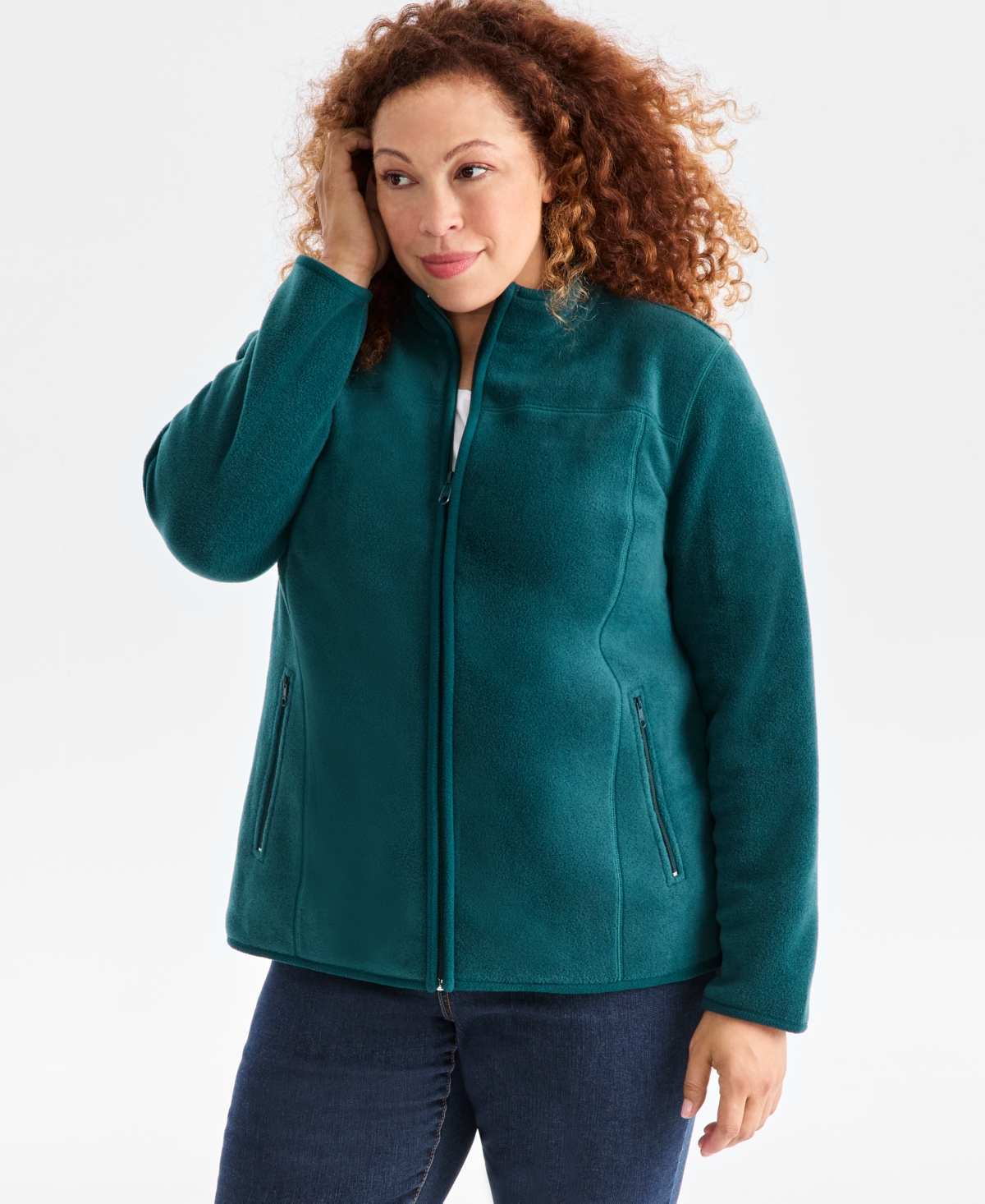 Click here for Style & Co Plus Size Solid Polar Fleece Zip-Front... prices